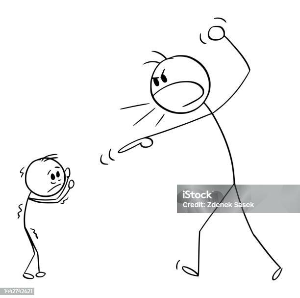 Man Or Father Yelling At Small Child Or Boy Vector Cartoon Stick Figure ... Man Or Father Yelling At Small Child Or Boy Vector Cartoon Stick Figure ...