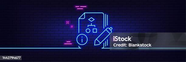 Documentation With Algorithm Line Icon Technical Instruction Sign Neon Light Glow Effect Vector