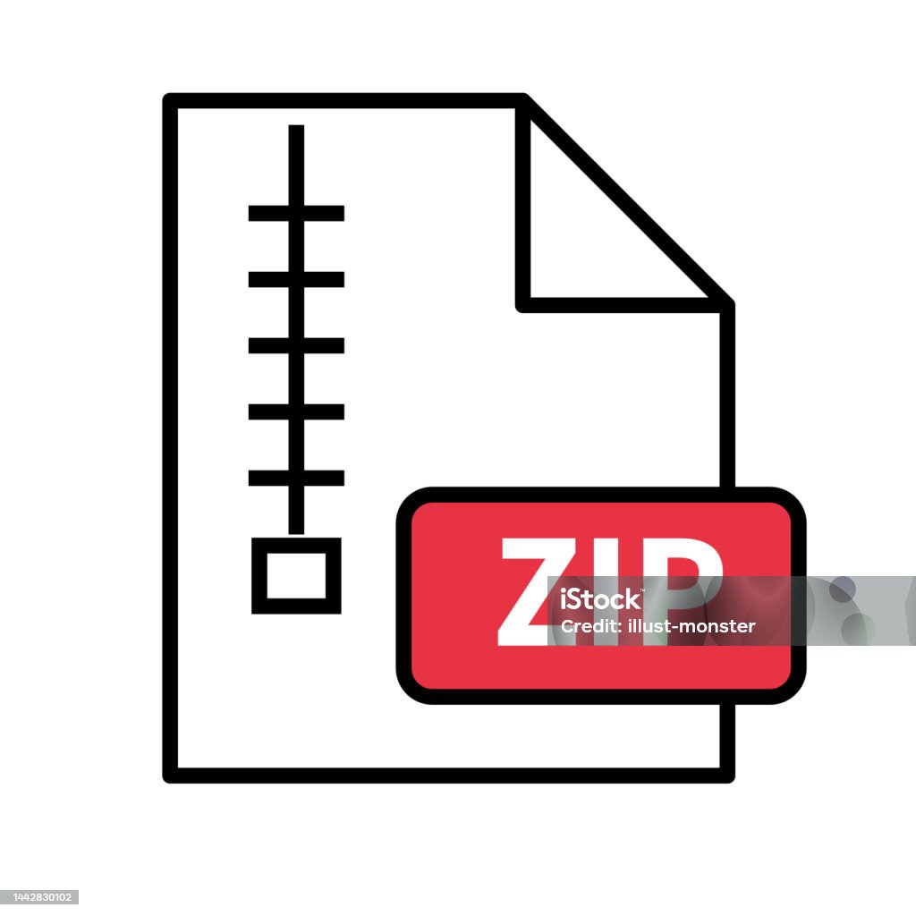 Red Zip File Icon Compressed File Archive Vector Stock Illustration