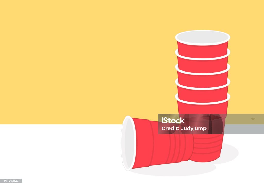 Plastic Cups Vector Red Beer Pong Plastic Cups With Ball Traditional