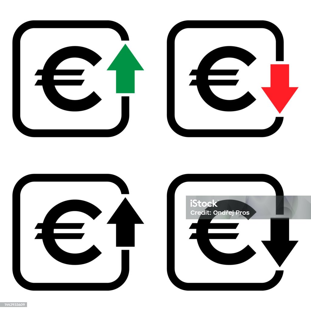 Ensemble De Symbole De Coût Euro Icône Daugmentation Et De Diminution ... Ensemble De Symbole De Coût Euro Icône Daugmentation Et De Diminution ...