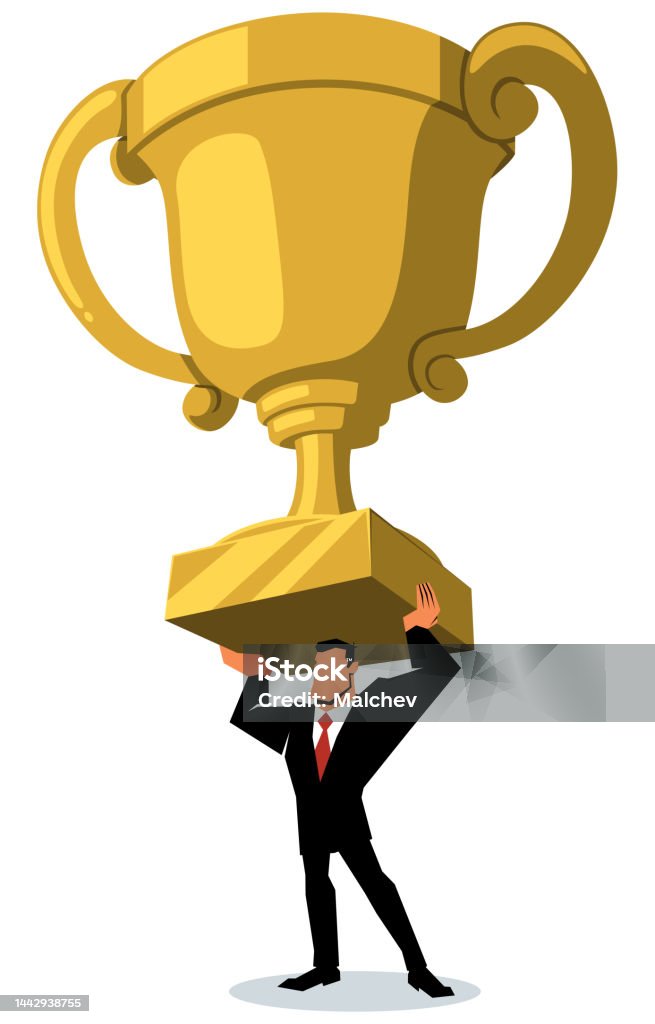 Businessman Holding Trophy Stock Illustration Download Image Now