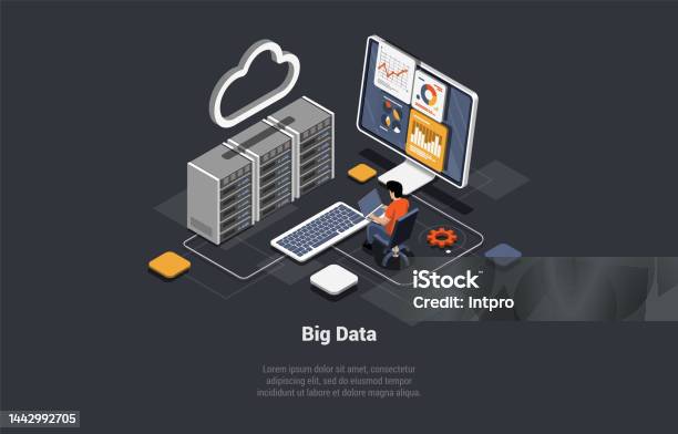 Konsep Big Data Center Ruang Server Dengan Rak Perangkat Keras Atau