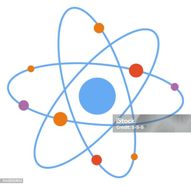 Atomic Model Icon Physics Symbol Science Sign Stock Illustration