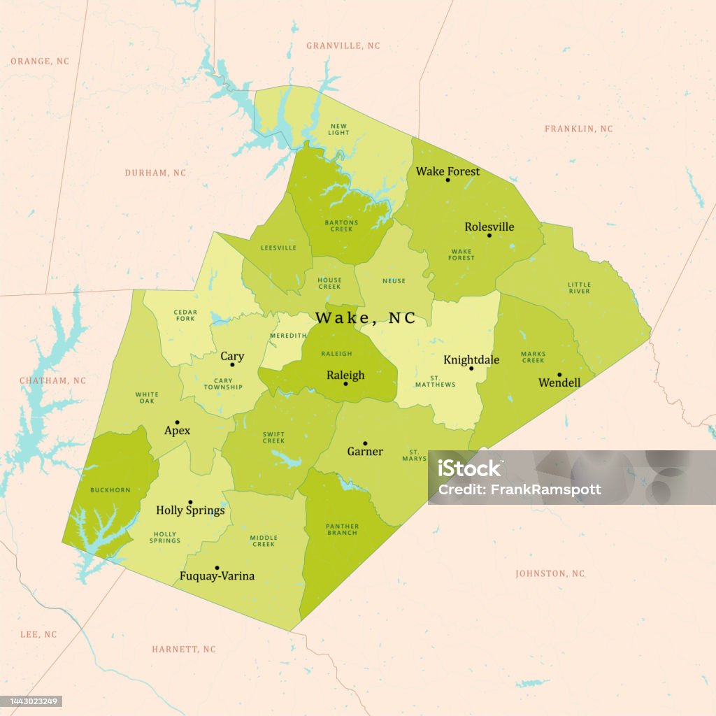 Nc Wake County Vector Map Green Stock Illustration Download Image Now North Carolina Us