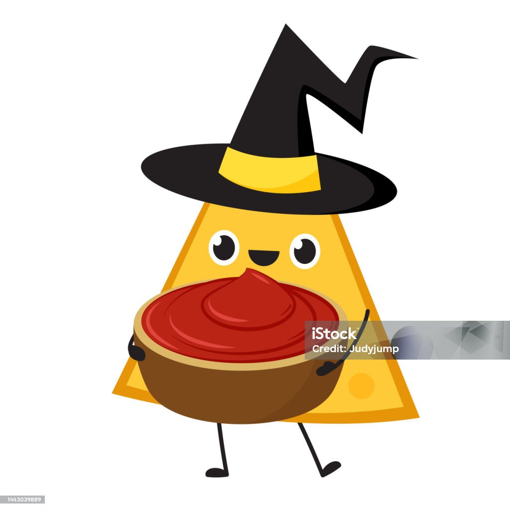 Nacho In A Cute Halloween Hat Nacho Character Design Nachos On White Background Stock