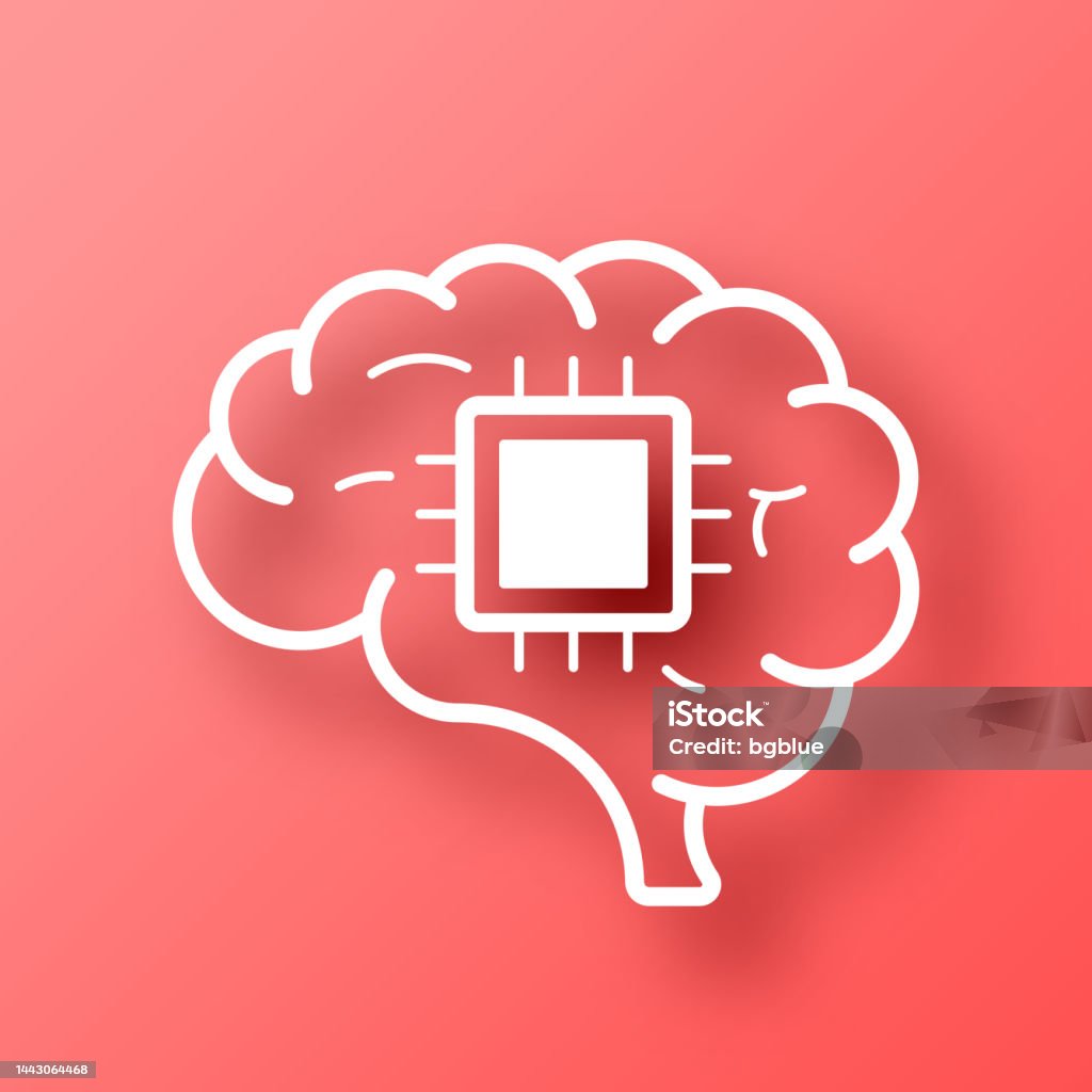 Implan Chip Otak Ikon Di Latar Belakang Merah Dengan Bayangan Ilustrasi ... Implan Chip Otak Ikon Di Latar Belakang Merah Dengan Bayangan Ilustrasi ...
