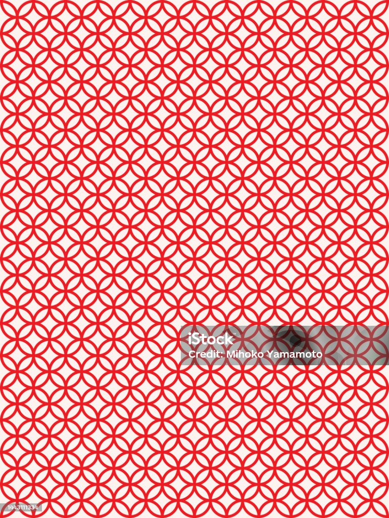 Red Background Material Of Japanese Traditional Pattern Named Shippo