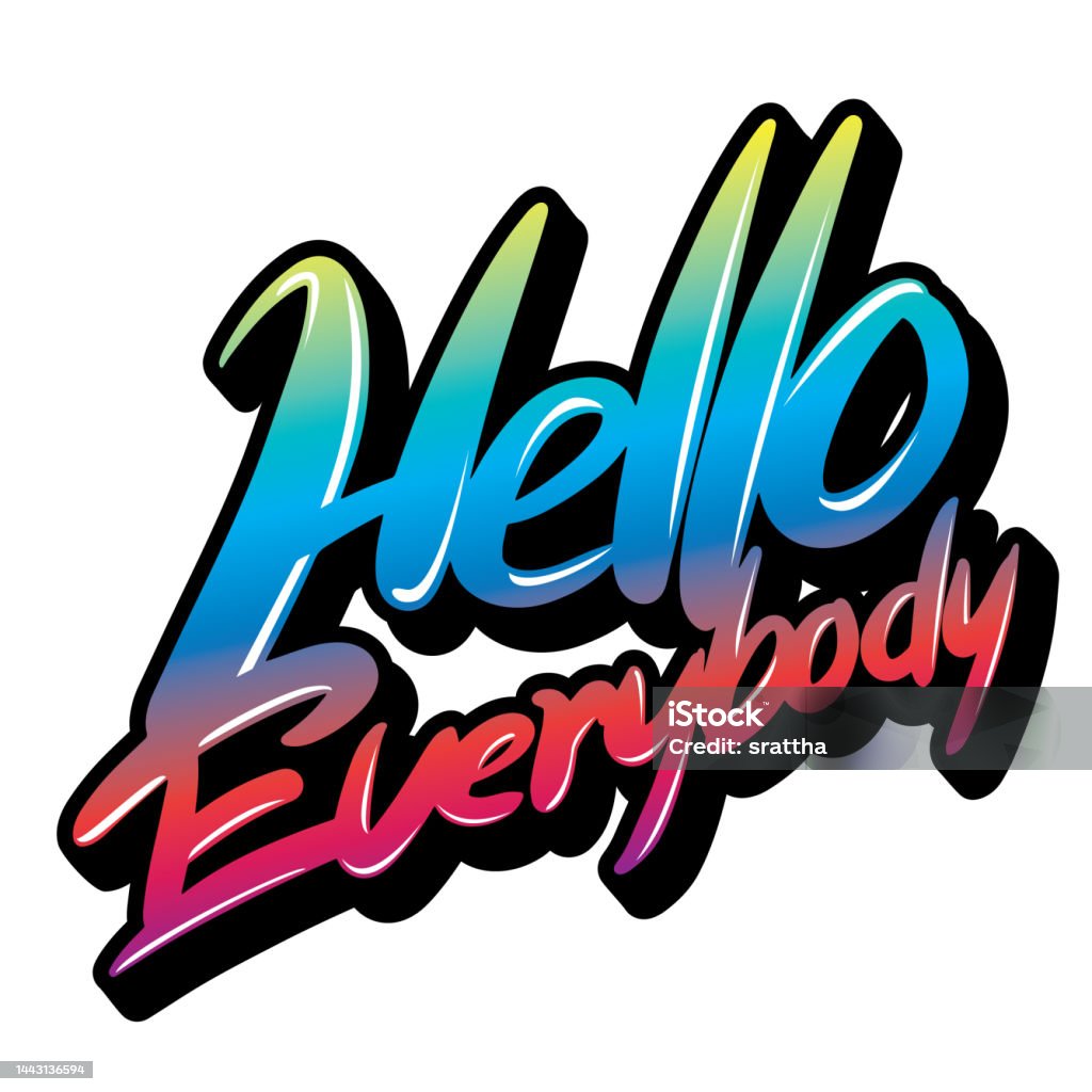 Free Handwritten Characters Text Hello Everybody Vector Illustrator Stock Illustration