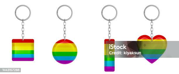 Rainbow Keychains Keyring Holders With Lgbt Flag Stock Illustration