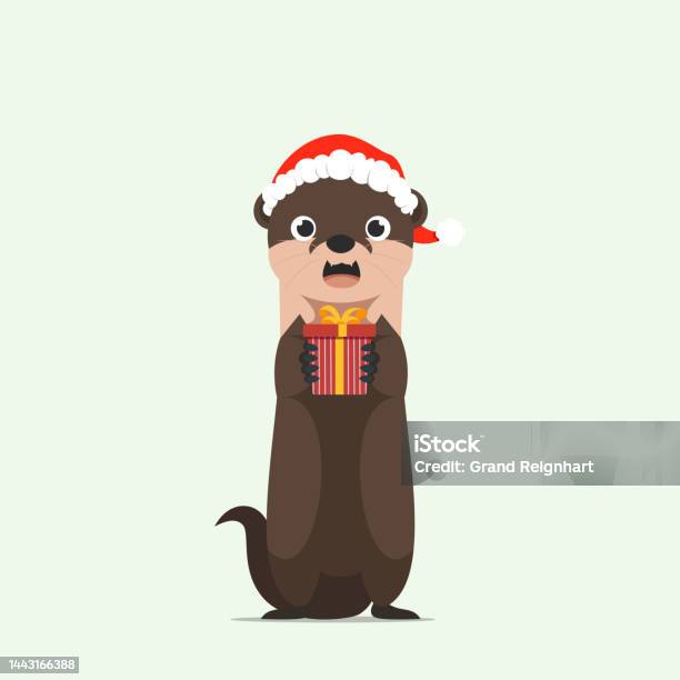 Berangberang Manis Mengenakan Topi Santa Sambil Memegang Kotak Hadiah ... Berangberang Manis Mengenakan Topi Santa Sambil Memegang Kotak Hadiah ...