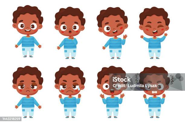 Emosi Anakanak Yang Besar Anak Lakilaki Etnis Kulit Hitam Yang Lucu ... Emosi Anakanak Yang Besar Anak Lakilaki Etnis Kulit Hitam Yang Lucu ...