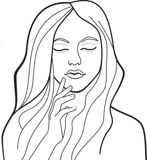 Portrait Young Woman Looking Down Illustrations, Royalty-Free Vector ... Portrait Young Woman Looking Down Illustrations, Royalty-Free Vector ...