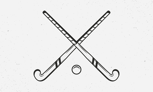 Ilustración De Hierba Palos De Hockey Sobre Hierba Y Siluetas De