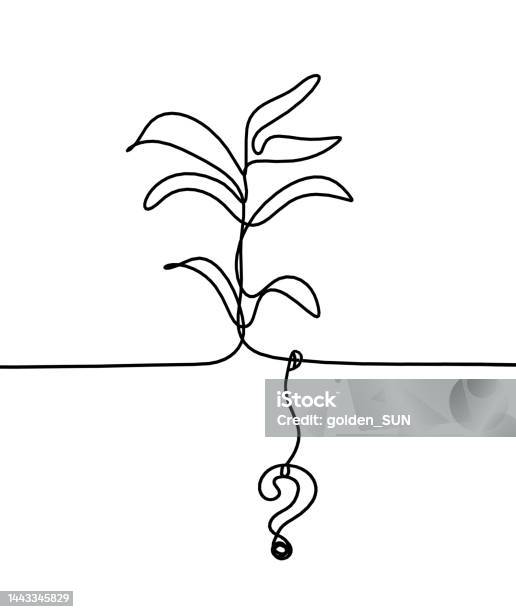 Arbre Abstrait Avec Question Comme Dessin Au Trait Sur Fond Blanc