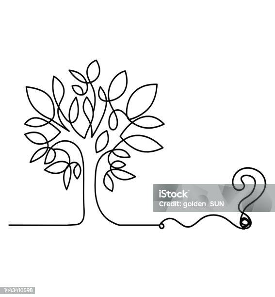 Arbre Abstrait Avec Question Comme Dessin Au Trait Sur Fond Blanc
