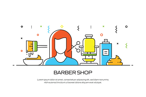 Barber Shop Terkait Desain Banner Line Style Untuk Halaman Web Headline