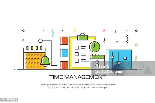 Manajemen Waktu Terkait Line Style Banner Design Untuk Halaman Web