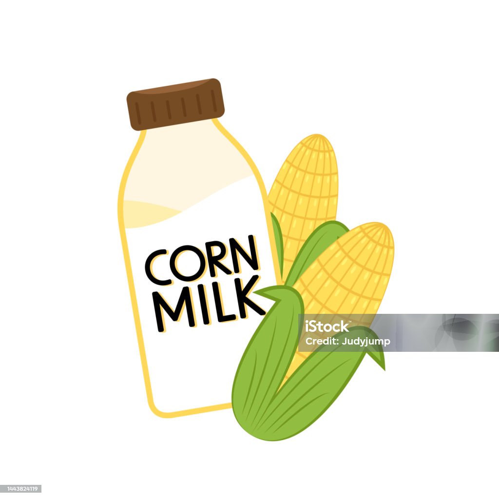 Corn Milk Vector Corn Milk Bottle Vector Corn On White Background Stock Illustration Download