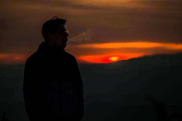Free Stock Photo of Silhouette of man in sunset s golden light ...