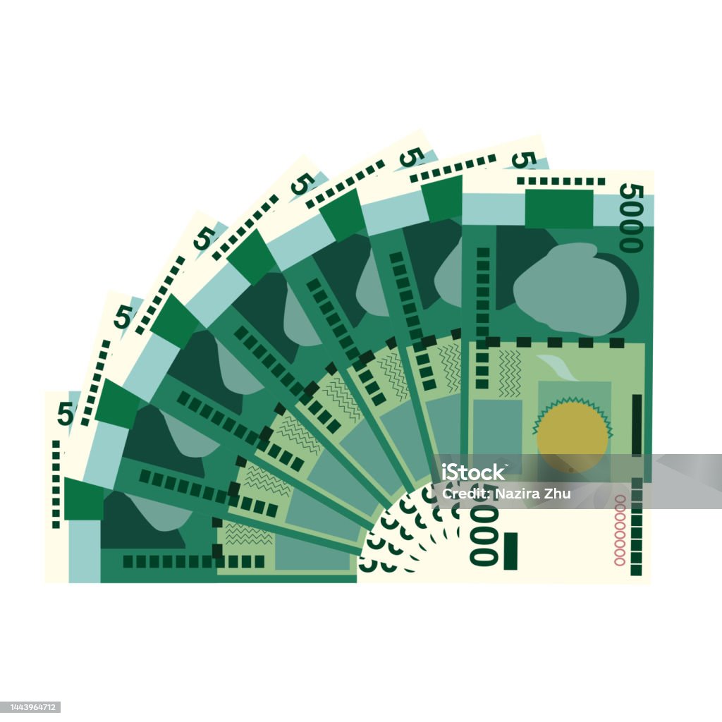 Kyrgyz Som Vector Illustration Kyrgyzstan Money Set Bundle Banknotes Paper Money 5000 Som Flat