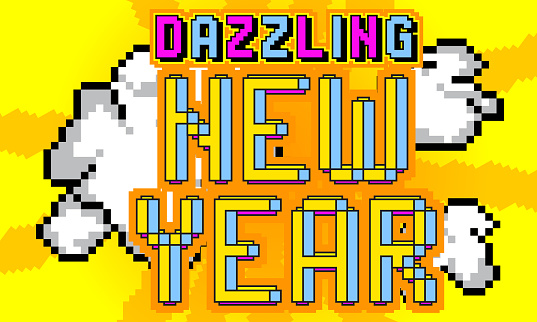 Tahun Baru Yang Mempesona Kata Pixelated Dengan Latar Belakang Grafis ... Tahun Baru Yang Mempesona Kata Pixelated Dengan Latar Belakang Grafis ...