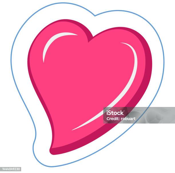 Stiker Untuk Komunikasi Simbol Romansa Virtual Hati Merah Muda Dengan