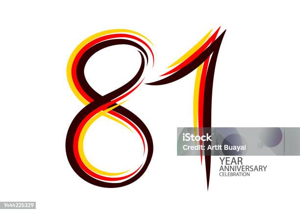 81 Years Anniversary Celebration Logotype Colorful Line Vector 81th