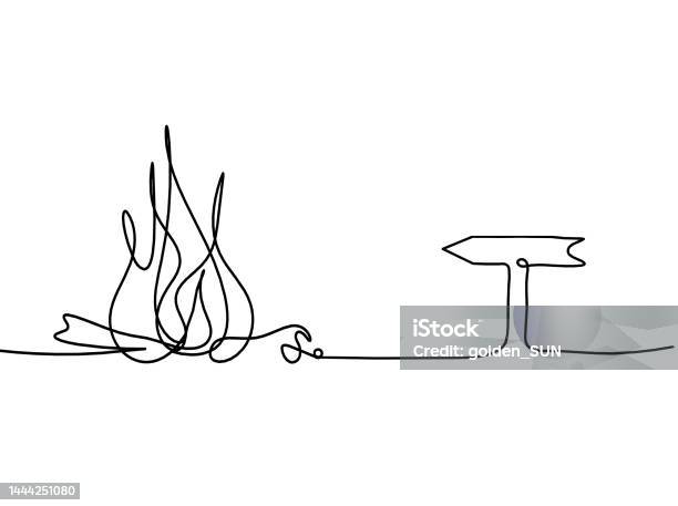 Feu Abstrait Avec Flèche Comme Dessin Au Trait Sur Fond Blanc Vecteurs