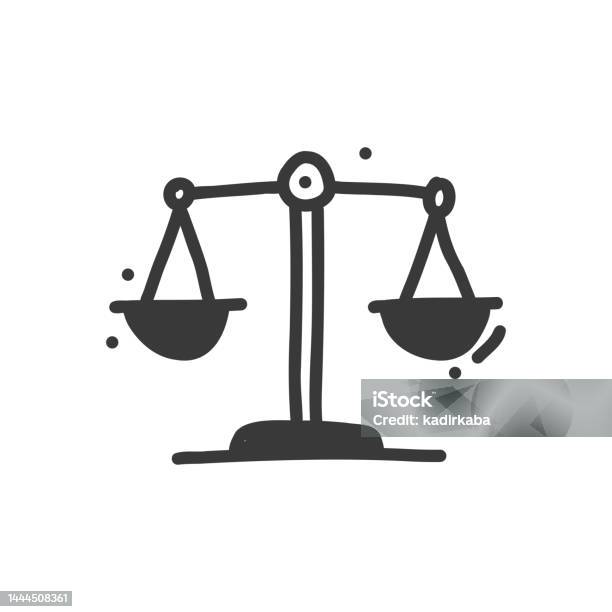 Scales Of Justice Line Icon Sketch And Doodle Design Pixel Perfect