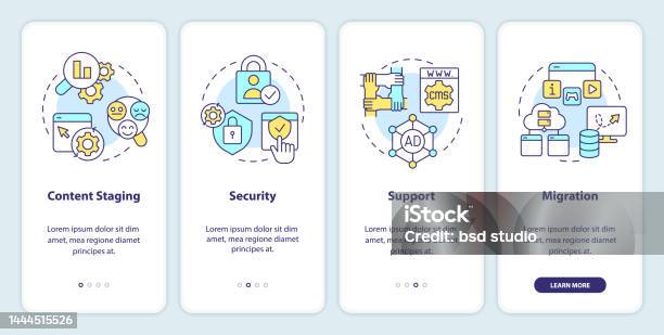 Fungsi Cms Onboarding Layar Aplikasi Seluler Ilustrasi Stok Unduh