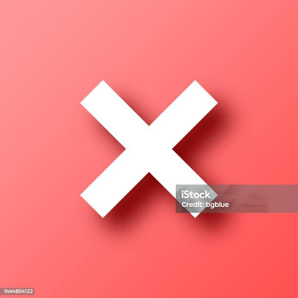 Signe De Multiplication Icône Sur Fond Rouge Avec Ombre Vecteurs Libres