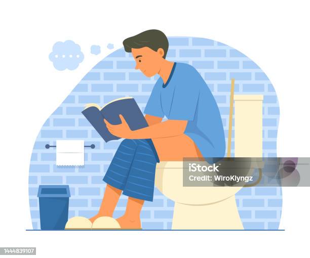 Ilustración de Hombre Sentado En La Taza Del Inodoro Y Leyendo Un Libro ... Ilustración de Hombre Sentado En La Taza Del Inodoro Y Leyendo Un Libro ...