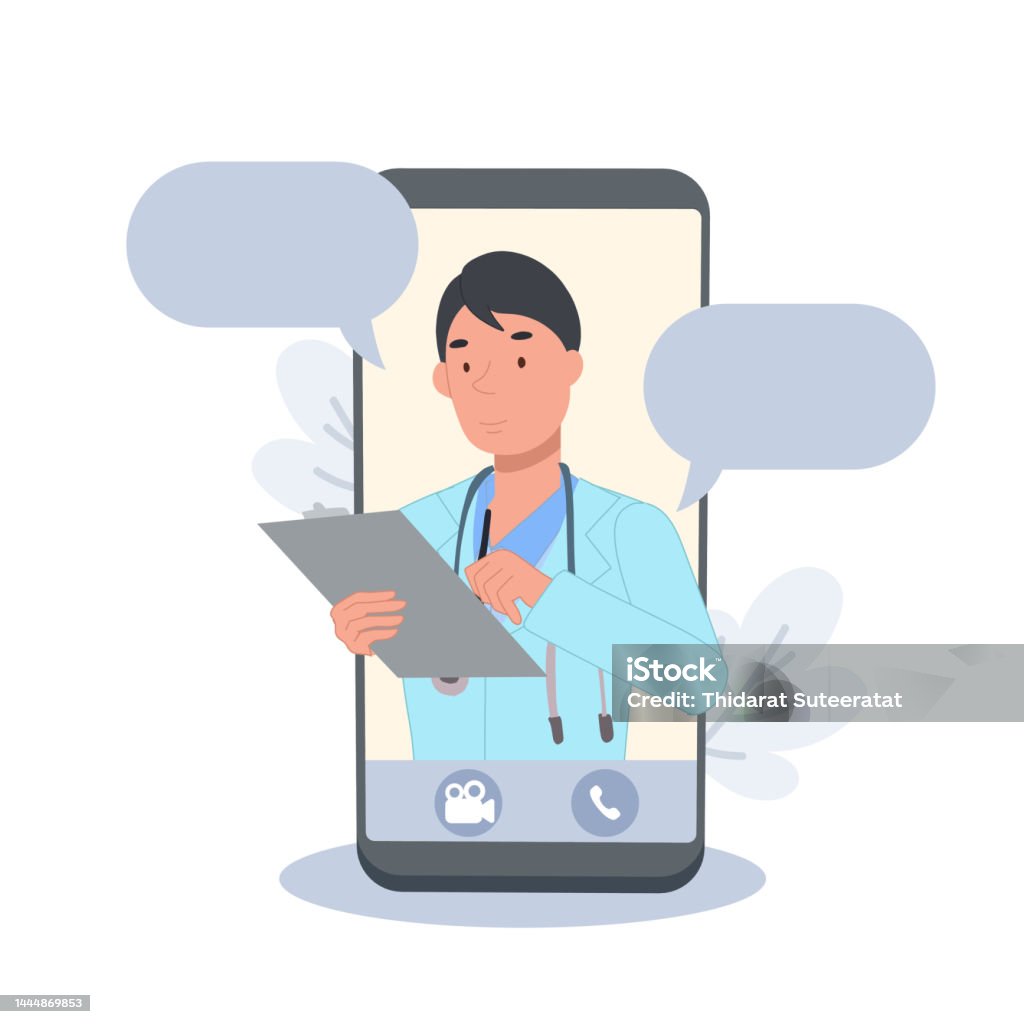 Personal Doctor Giving Advice For Patient Medical App Flat Vectorcartoon Character Illustration