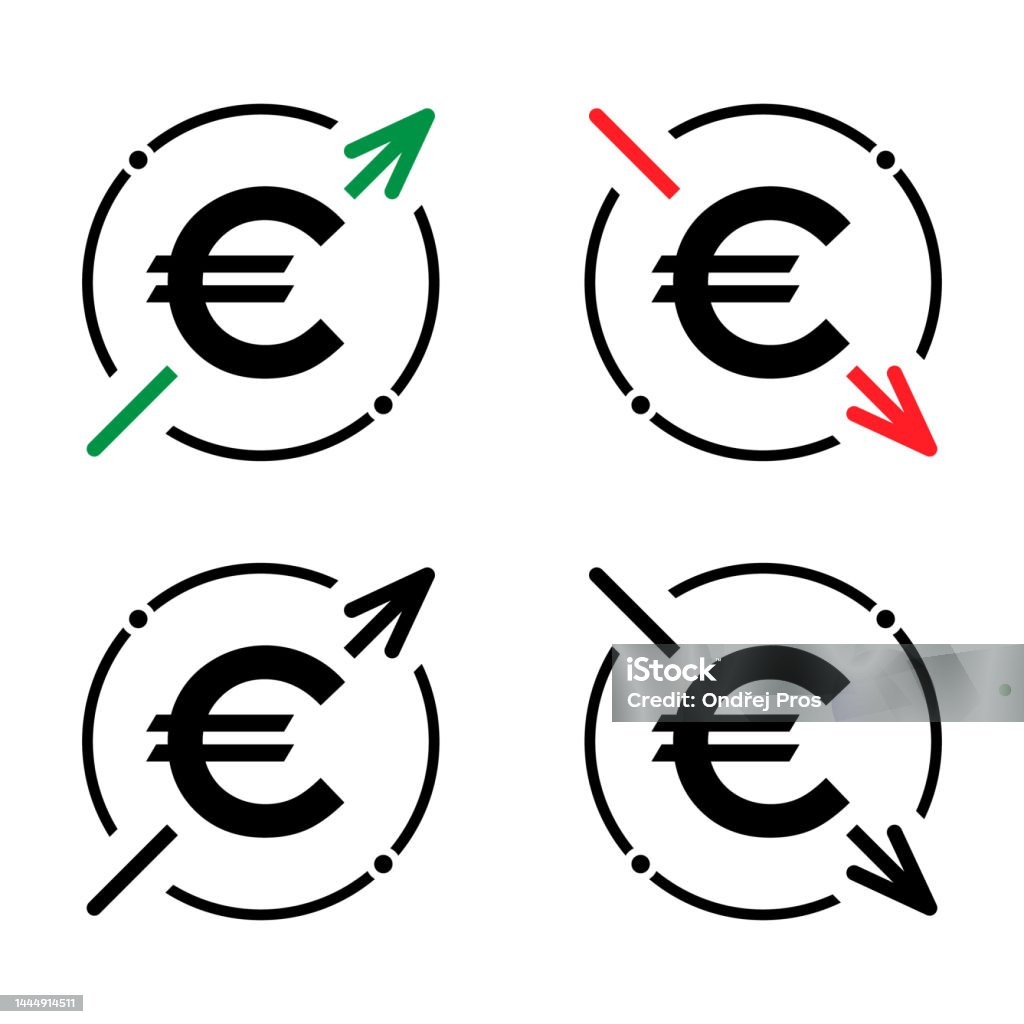 Ensemble De Symbole De Coût Euro Icône Daugmentation Et De Diminution ... Ensemble De Symbole De Coût Euro Icône Daugmentation Et De Diminution ...