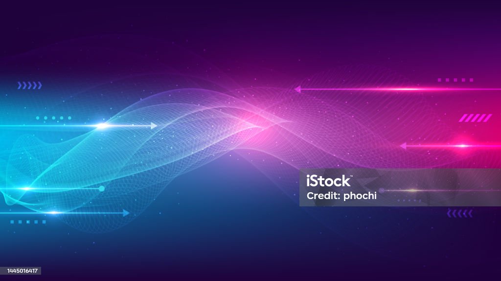 Teknologi Abstrak Konsep Futuristik Digital Garis Gerak Bergelombang