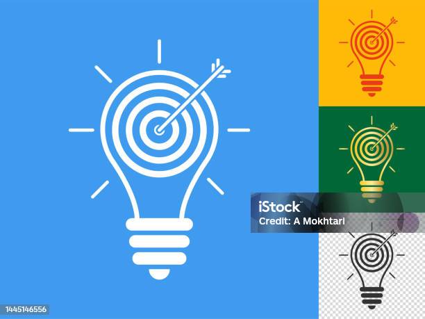 Icône De Lampe De Symbole Didée Définie Avec Cible Vecteurs Libres De
