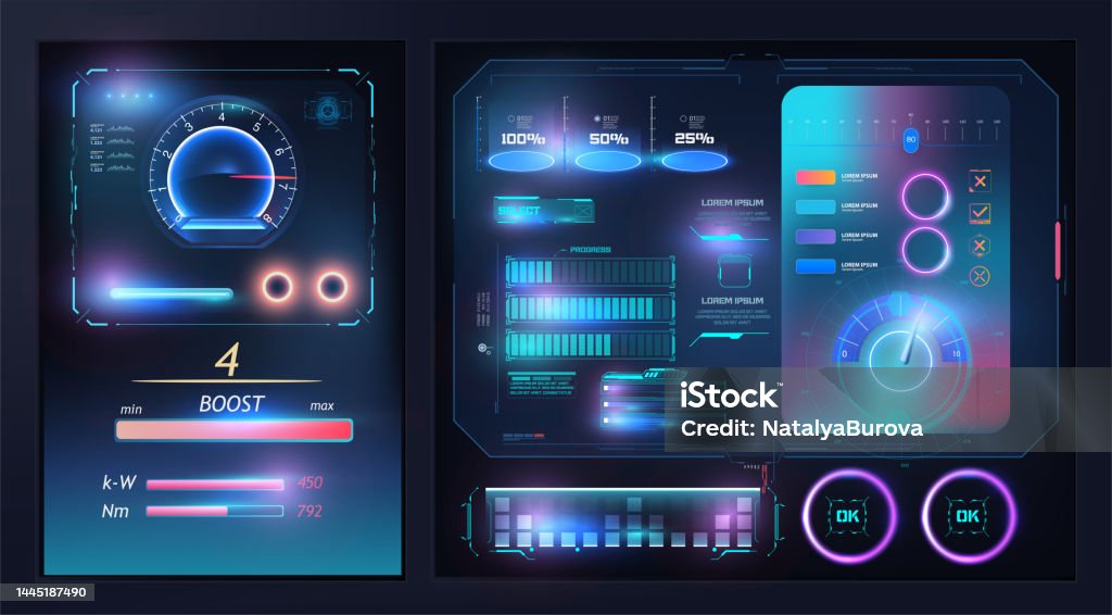 Hud Ui Gui Antarmuka Pengguna Futuristik Dasbor Memindai Elemen