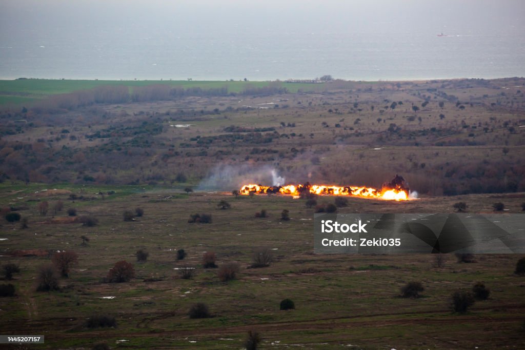 Anti Mine Rocket Explodes To Open A Gateway Stock Photo - Download ... Anti Mine Rocket Explodes To Open A Gateway Stock Photo - Download ...