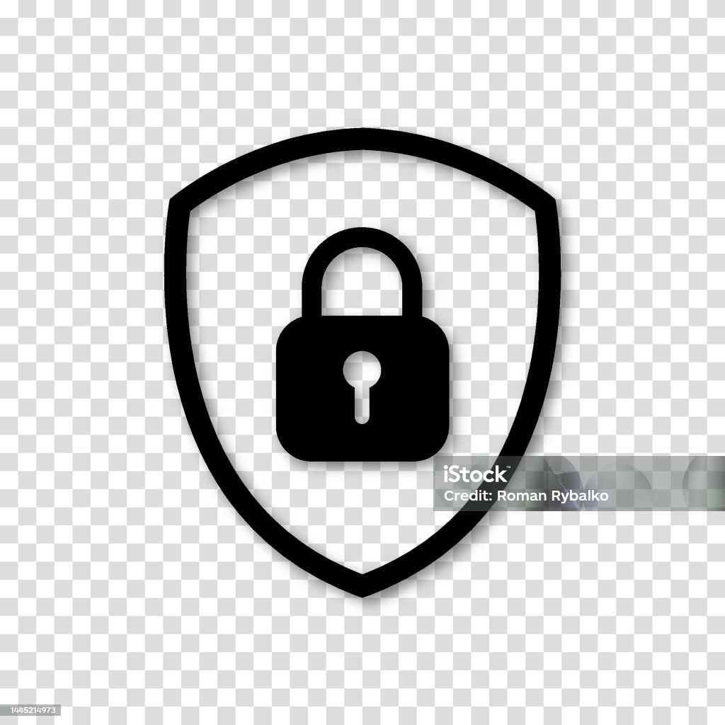 Ikon Atau Simbol Perisai Dengan Gembok Tertutup Kunci Tanda Pada Latar