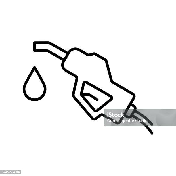 Nozzle Bahan Bakar Fosil Dengan Ikon Garis Selang Pompa Energi Minyak