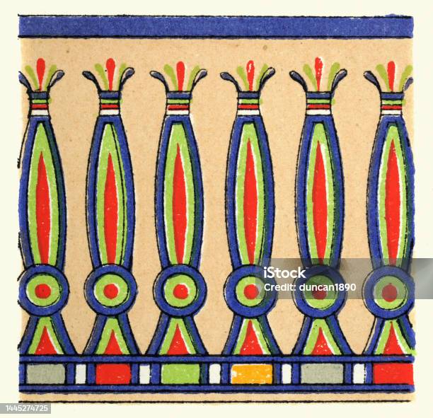 Ancient Egyptian Decorative Art Pattern On Walls Of A Tomb At Beni