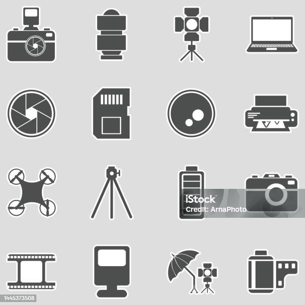Photography Equipment Icons Sticker Design Vector Illustration Stock ... Photography Equipment Icons Sticker Design Vector Illustration Stock ...
