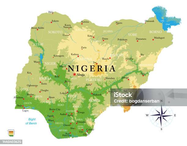 Nigeria Highly Detailed Physical Map Stock Illustration - Download ... Nigeria Highly Detailed Physical Map Stock Illustration - Download ...