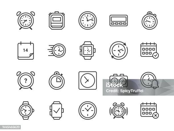 Icônes Dhorloge Mesure Du Temps Montre De Course De Ligne Chronomètre