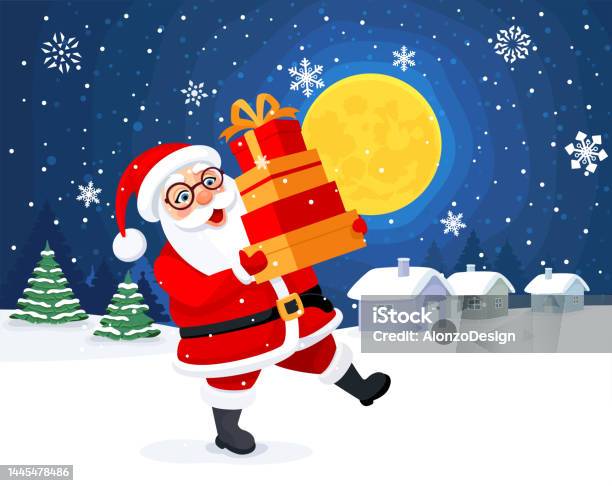 Selamat Natal Sinterklas Membawa Kotak Hadiah Warnawarni Latar Belakang ... Selamat Natal Sinterklas Membawa Kotak Hadiah Warnawarni Latar Belakang ...