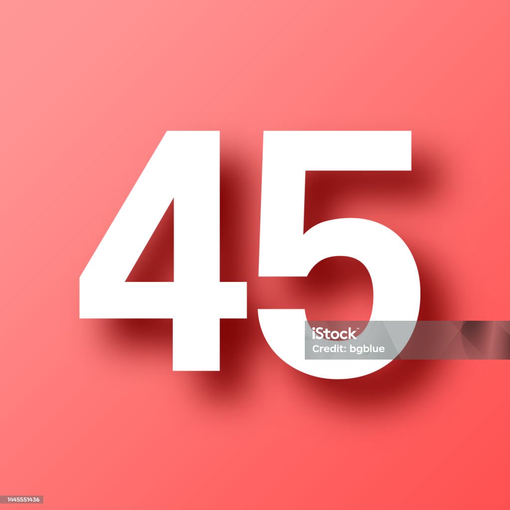 45 Number Fortyfive Icon On Red Background With Shadow Stock ... 45 Number Fortyfive Icon On Red Background With Shadow Stock ...