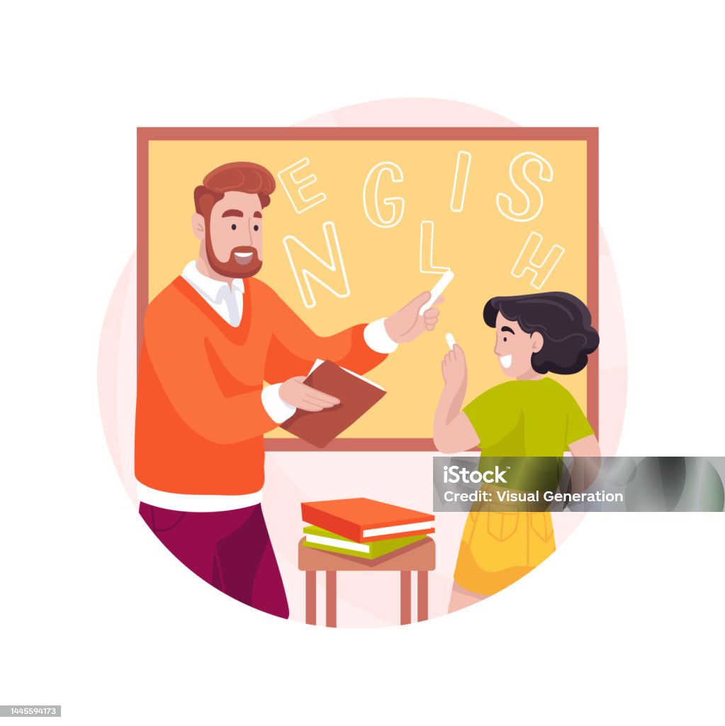 Ilustración De Tutor De Artes Del Lenguaje En Inglés Aislado De