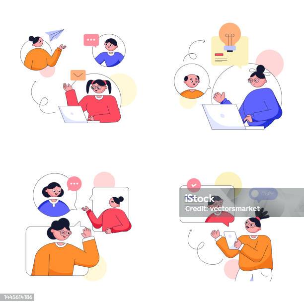 Ensemble Dillustrations Plates De Communication Vecteurs libres de ... Ensemble Dillustrations Plates De Communication Vecteurs libres de ...