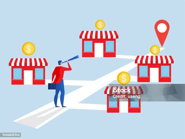 Concept Dentreprise De Franchise Stand Dhomme Daffaires Utiliser